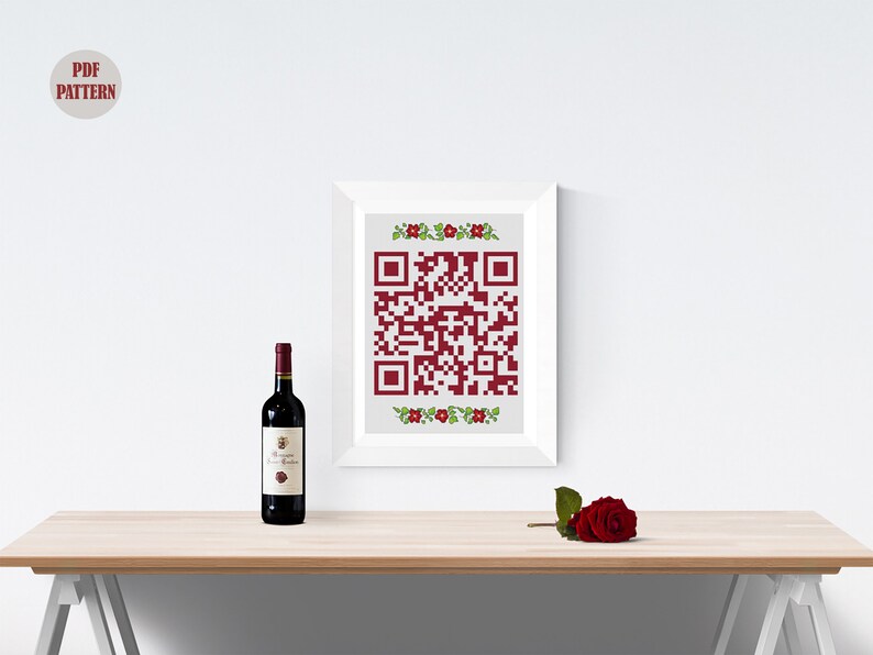 QR Code Cross Stitch Pattern Qr Code Romantic Xstitch Chart - Etsy