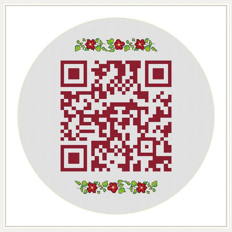 QR Code Cross Stitch Pattern Qr Code Romantic Xstitch Chart - Etsy
