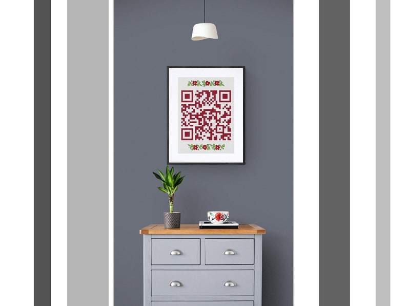QR Code Cross Stitch Pattern Qr Code Romantic Xstitch Chart - Etsy