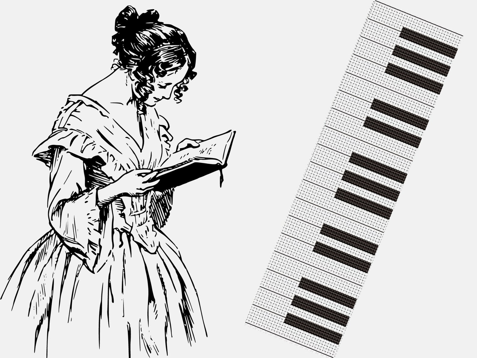 Piano Bookmark Cross Stitch Pattern Music Instrument - Etsy
