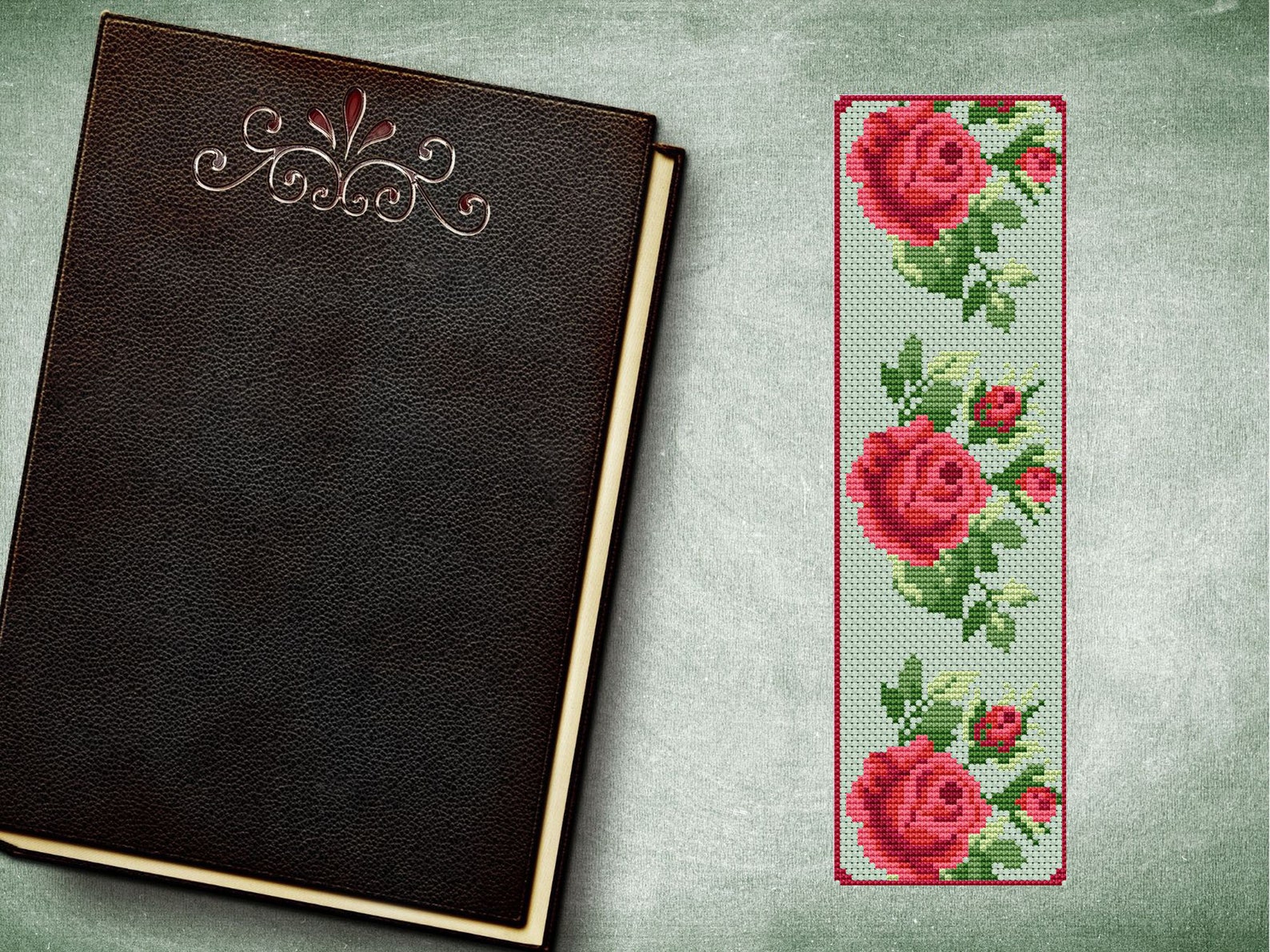 Rose Bookmark Cross Stitch Pattern Flower Rose Bookmark Book - Etsy
