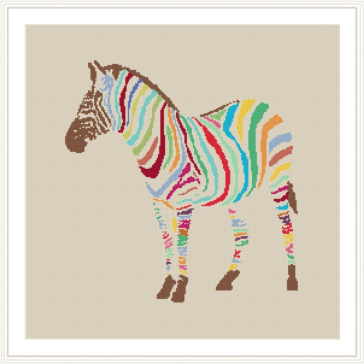Zebra Cross Stitch Pattern Animal Xstitch Chart Unique Cross - Etsy