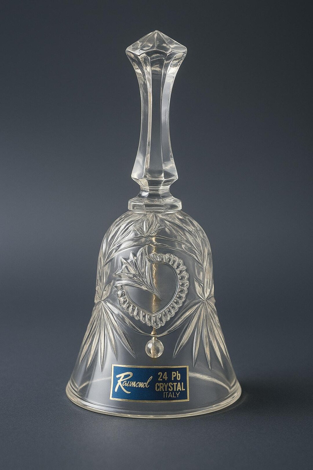 Vintage Raimond Italy 24% Etched Hand Cut Lead Crystal Dinner Bell 7.5 ...