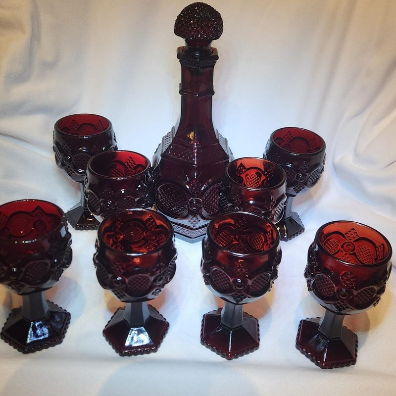 Vintage Ruby Decanter - Etsy