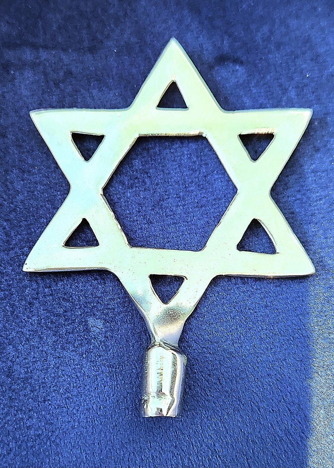 Elegant Silver Plated Star of David Lamp or Candle Decor W Threaded ...