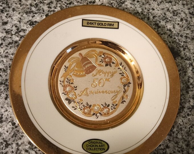 Dynasty Chokin Happy Anniversary Plate/chokin Art 24k Gold - Etsy