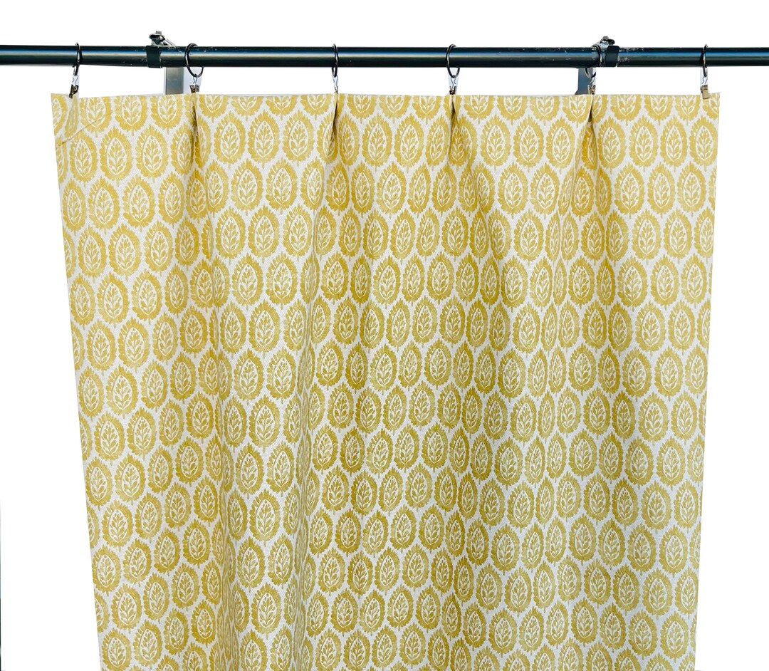 Mustard Yellow Curtains, Dark Mustard Yellow Caramel Floral Dot Block ...