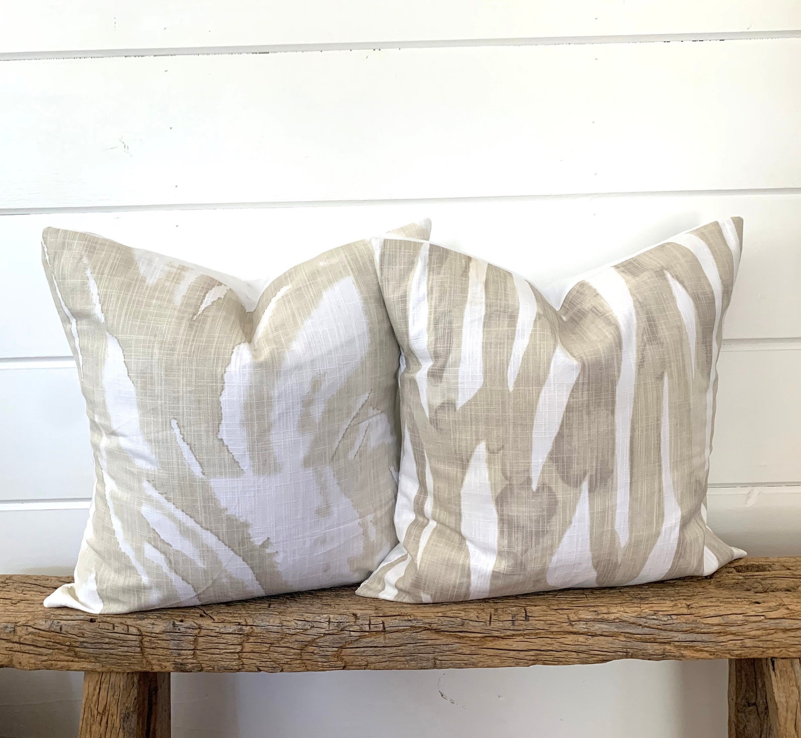 Angela Harris Designer Pillow Covers , Watercolor Ecru Beige Throw ...