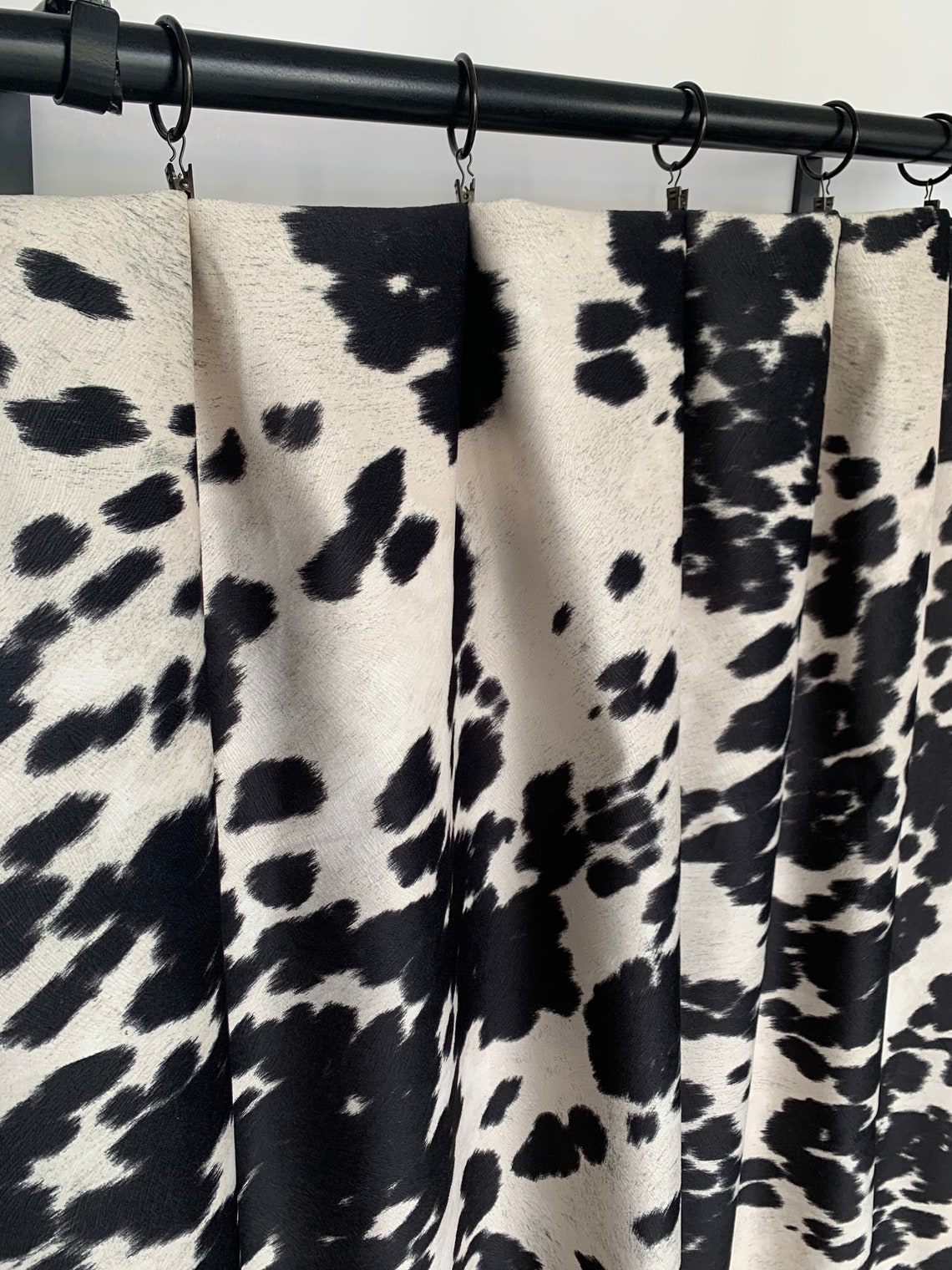 Cow Hide Curtains Cow Print Curtains Black and White Animal | Etsy