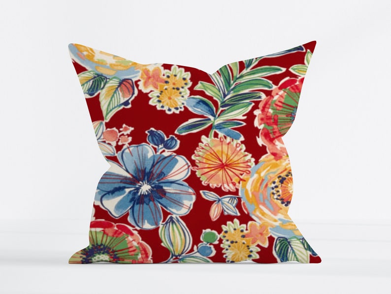 Red Outdoor Pillow Covers, Red Stripe Decorative Pillow Cover, Red ...