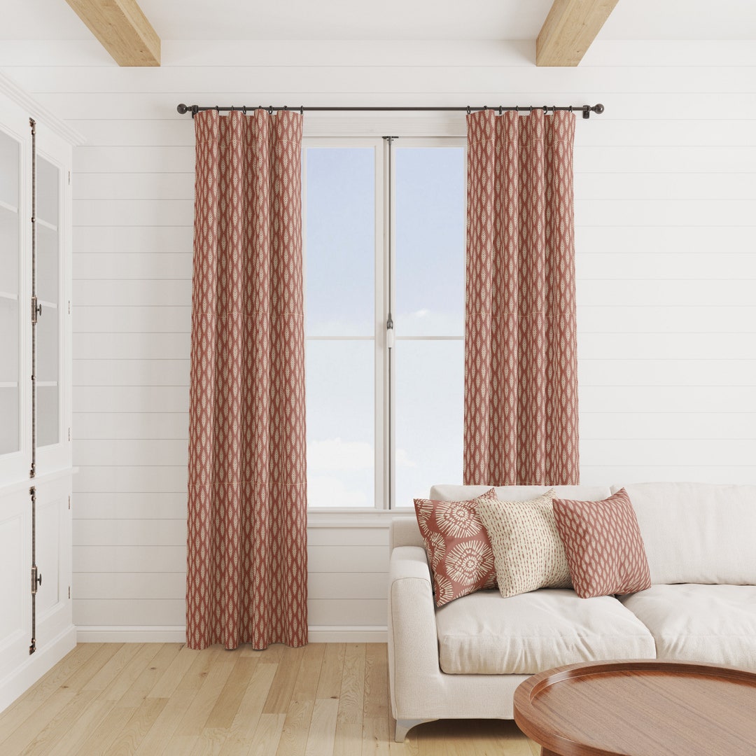 Scott Living Dusty Red Curtains, Dark Red Curtain Panels, Red Leaf ...