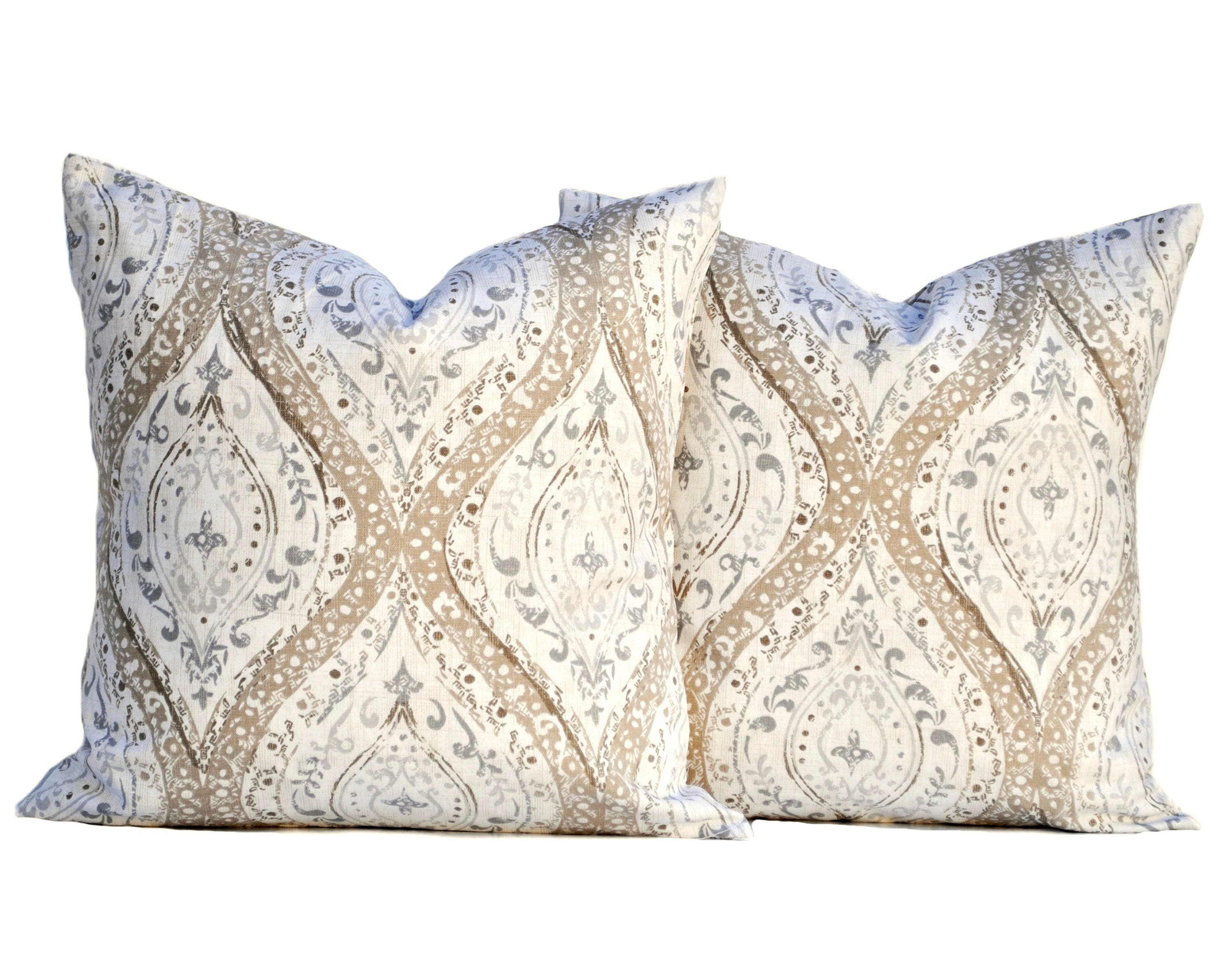 Two Magnolia Pillow Covers, Cushion, Decorative Throw Pillow, Tan ...