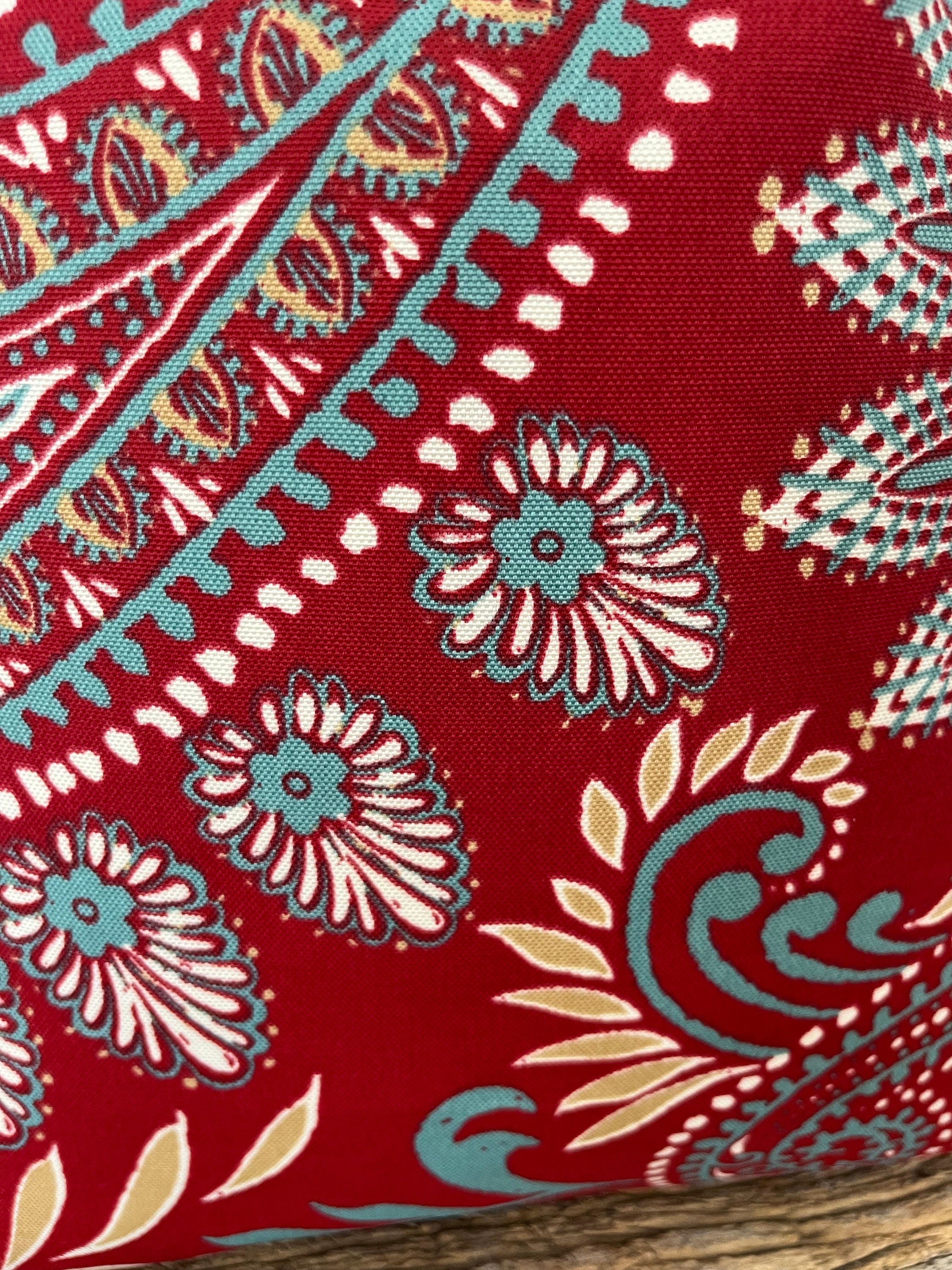One Red Paisley Pillow Cover, Red Outdoor Pillow, Paisley Print Pillow ...