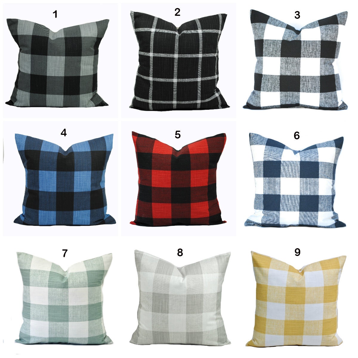 BUFFALO CHECK Decorative pillow covers Farmhouse Pillows | Etsy