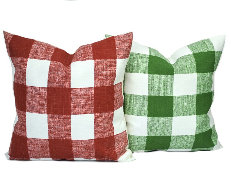 Checkered Outdoor Pillow Cover Decorative Throw Pillow Red | Etsy