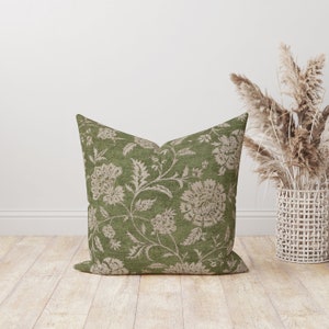Magnolia Home Fashions Pillow Covers, Charcoal Grey Moss Green Floral ...