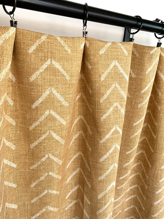 PKL Boho Mud Cloth Curtain Panels Tan and Cream Curtain Panels Tan Mud Cloth Curtains Home Decor Mid Century Curtain Azteca Arrow Etsy Ireland