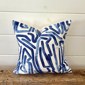 One Cobalt Blue and White Pillow Cover, Royal Blue Tropical Pillow ...