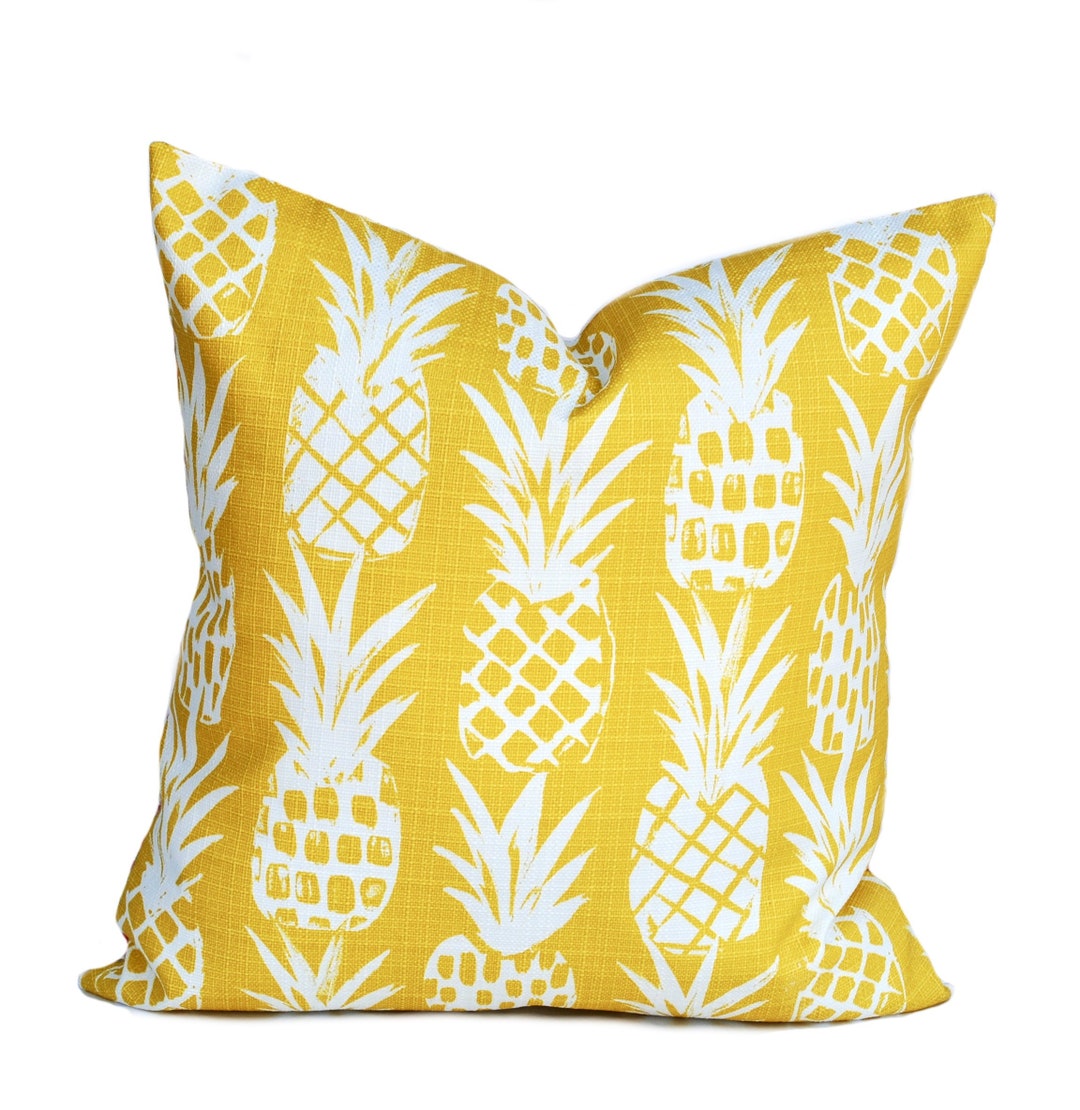 One Quality Outdoor Pillow Cover, Yellow Pineapple, Yellow Decorative ...