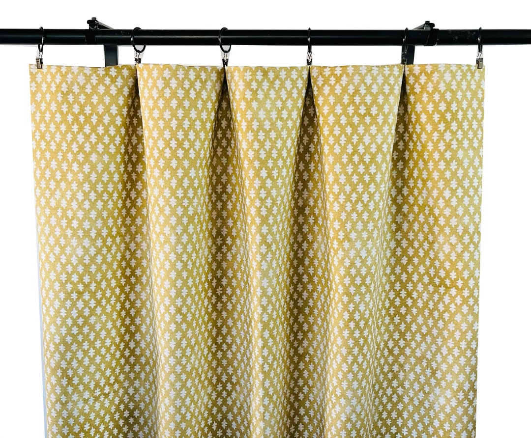 Mustard Yellow Curtains, Dark Mustard Yellow Caramel Geometric Dot ...