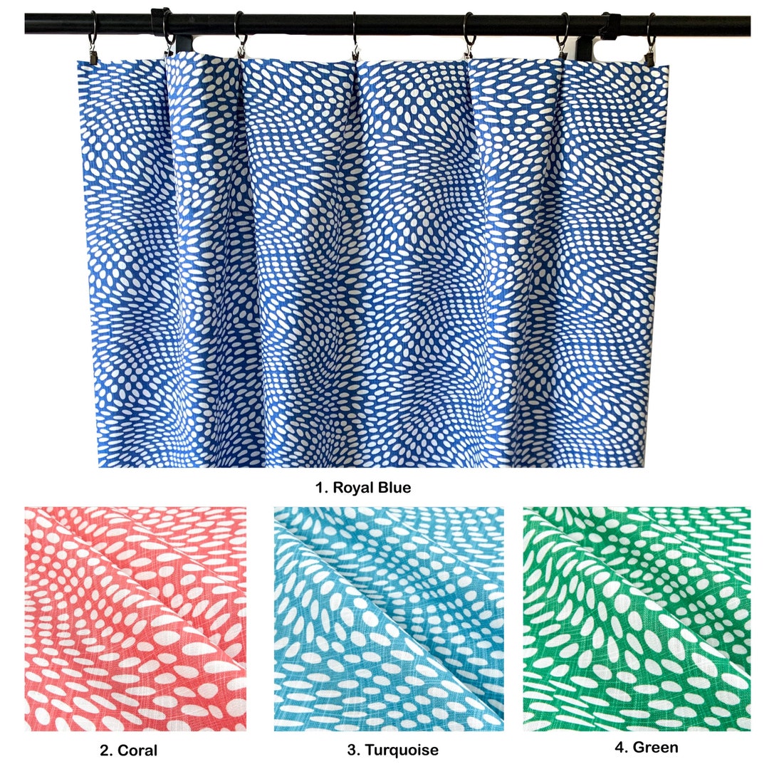 Scott Living Curtain Panels, Royal Blue Coral Green Curtains, Geometric ...