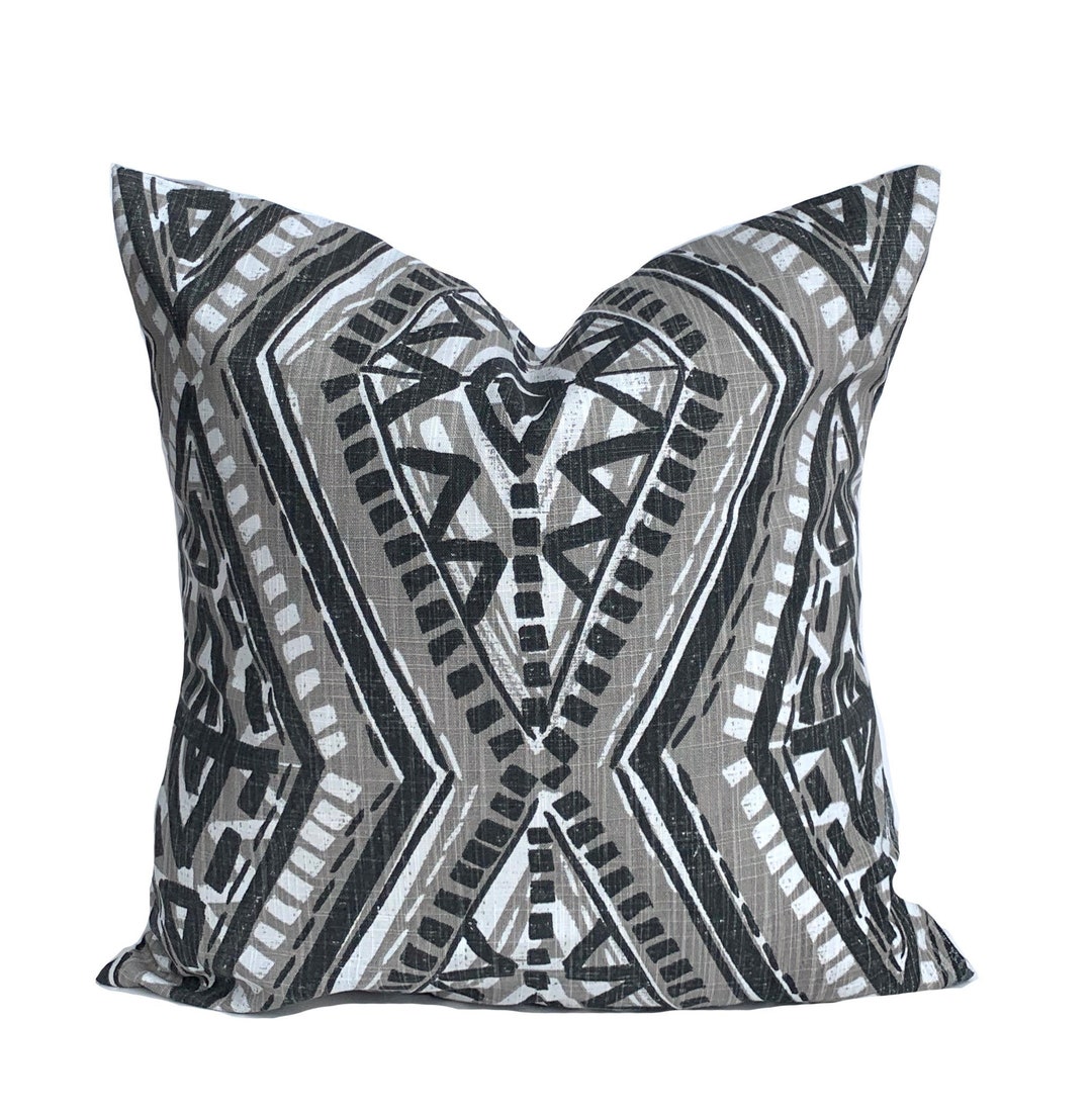 Black and White Azteca Print Pillow Cover Black and Grey - Etsy