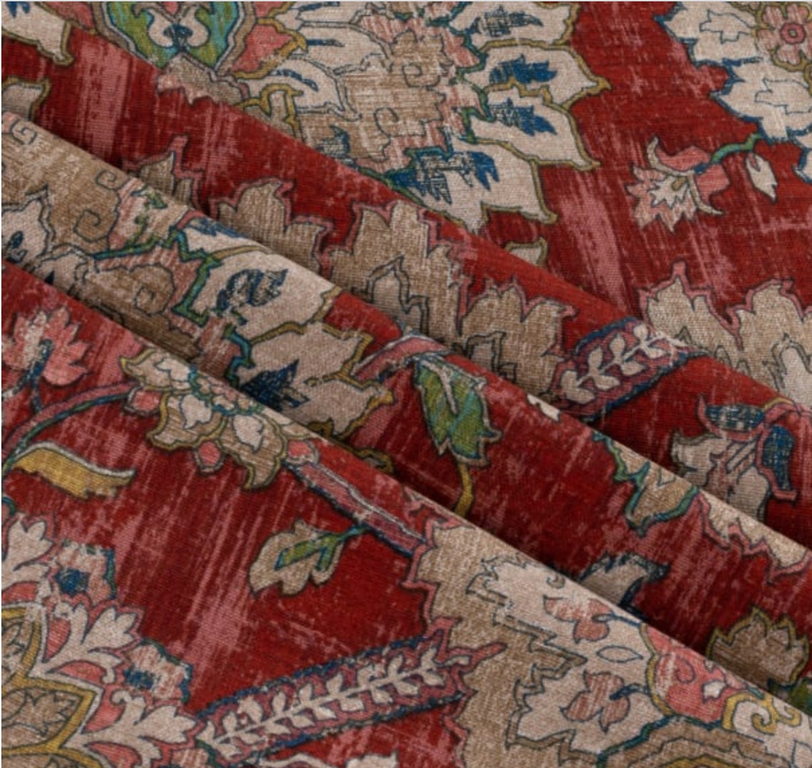 Dark Red Curtains Panels Red Floral Curtain Medallion | Etsy