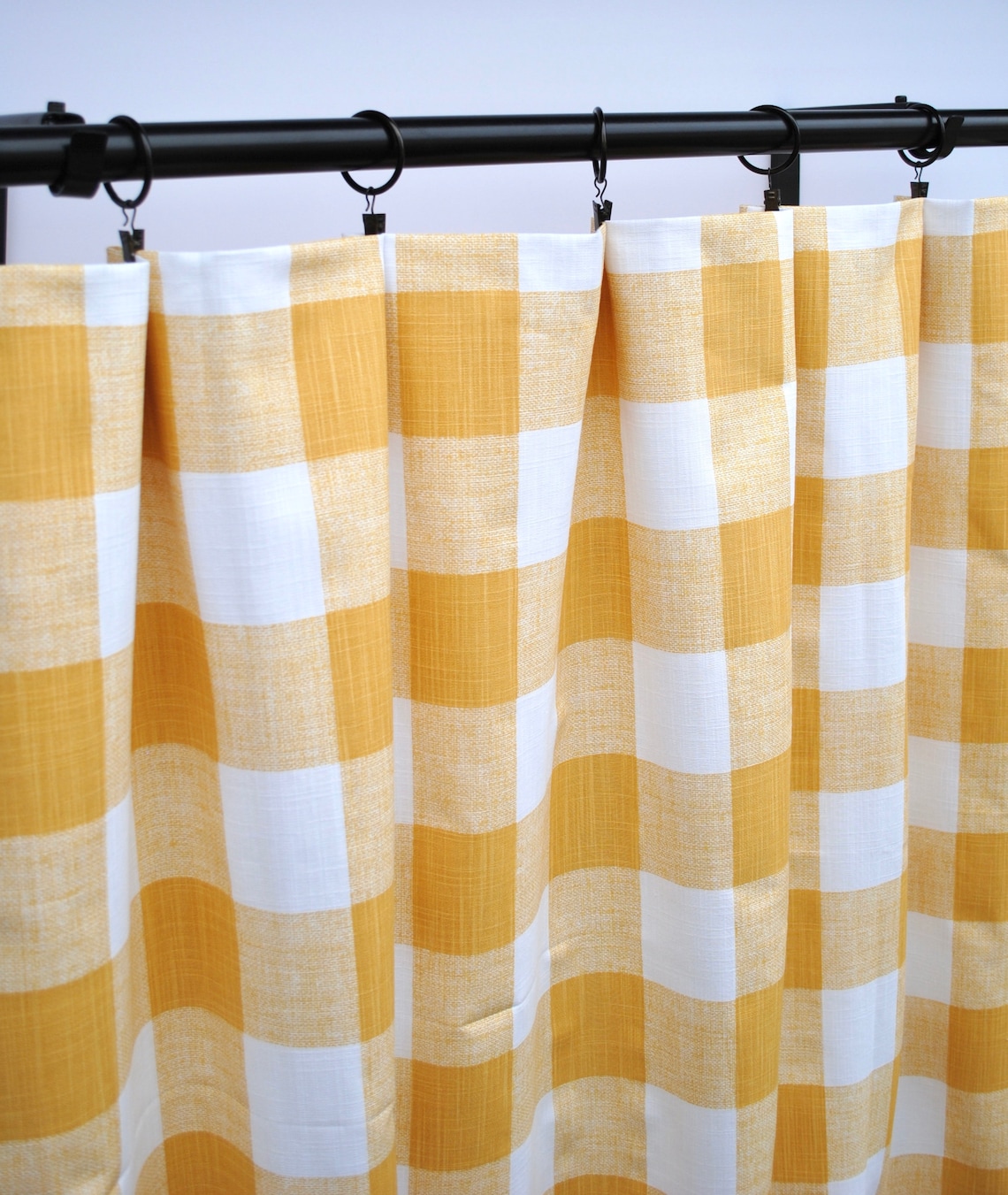 Yellow Checkered Curtains Yellow Curtain 2 Curtain Panels - Etsy