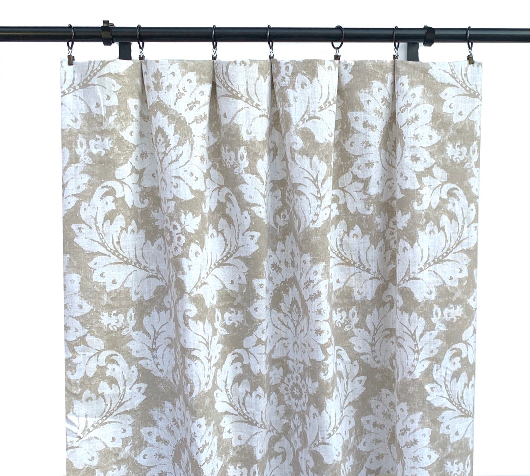 Cream Curtains, Ecru Floral Curtains, 2 Curtain Panels, Taupe Curtains ...