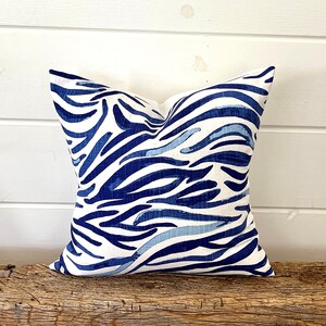One Cobalt Blue and White Pillow Cover, Royal Blue Tropical Pillow ...