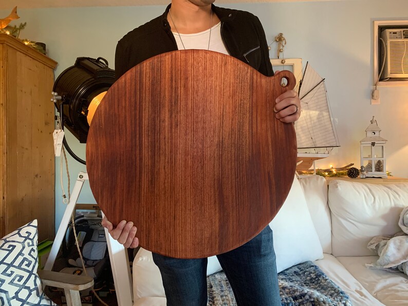 Large Handcrafted Wood Cutting Board Round Mahogany Wood | Etsy