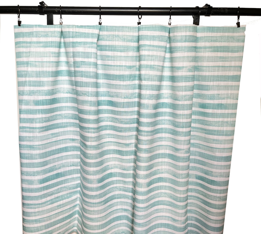 Light Blue Curtains, Aqua Blue Stripe Curtains, 2 Curtain Panels ...