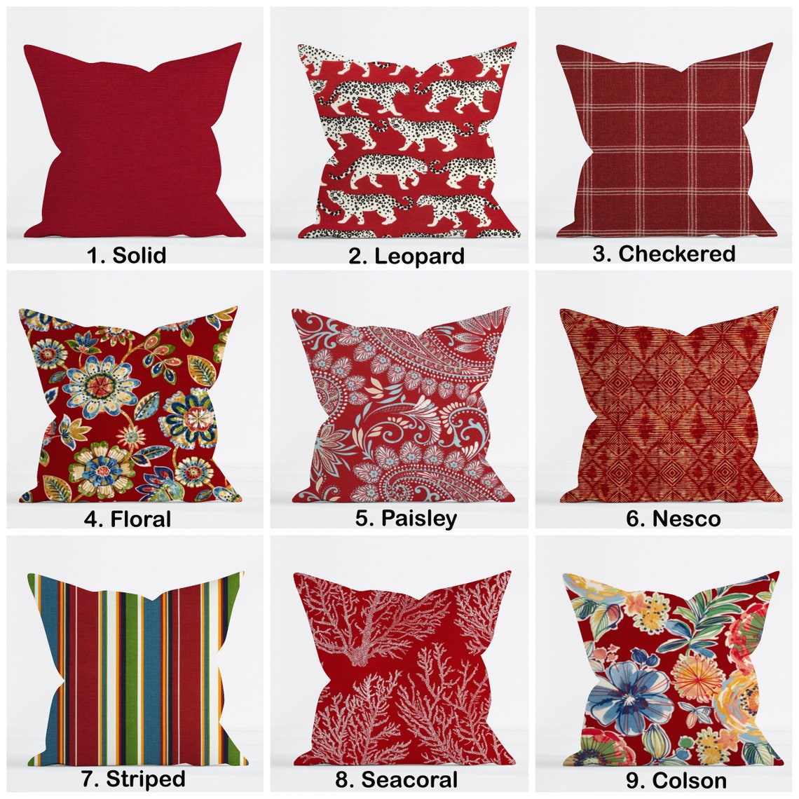 Red Outdoor Pillow Covers Red Stripe Pillow Decorative - Etsy