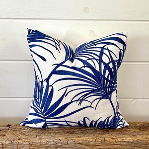 One Cobalt Blue and White Pillow Cover, Royal Blue Tropical Pillow ...