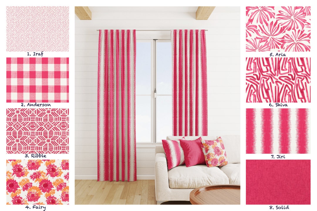 High Quality Fuchsia Pink Curtains, Candy Pink Curtains, 2 Curtain ...