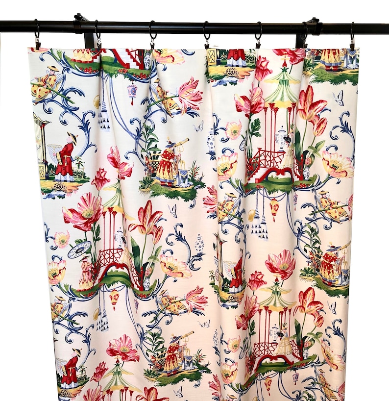 Waverly East of the Moon Curtain Panels Chinoiserie Toile - Etsy