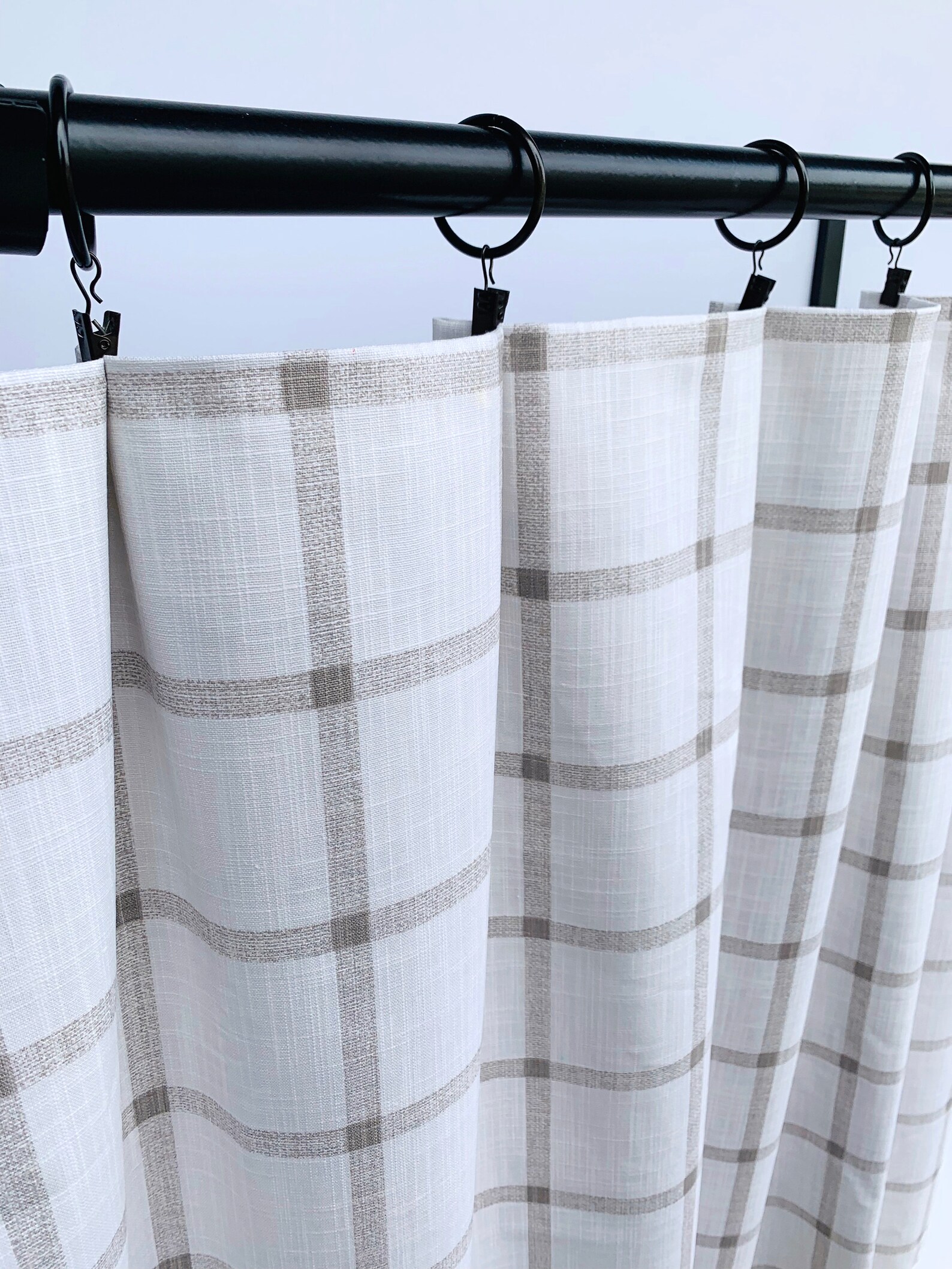 Tan and White Checkered Curtains Checkered Curtain 2 Curtain - Etsy