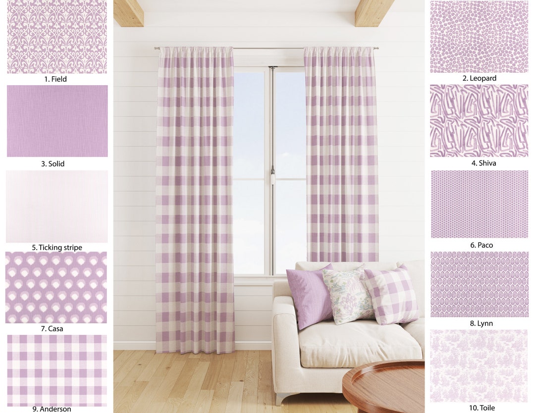 Lilac Purple Curtains, Purple Curtains, Purple Stripe Floral Solid ...