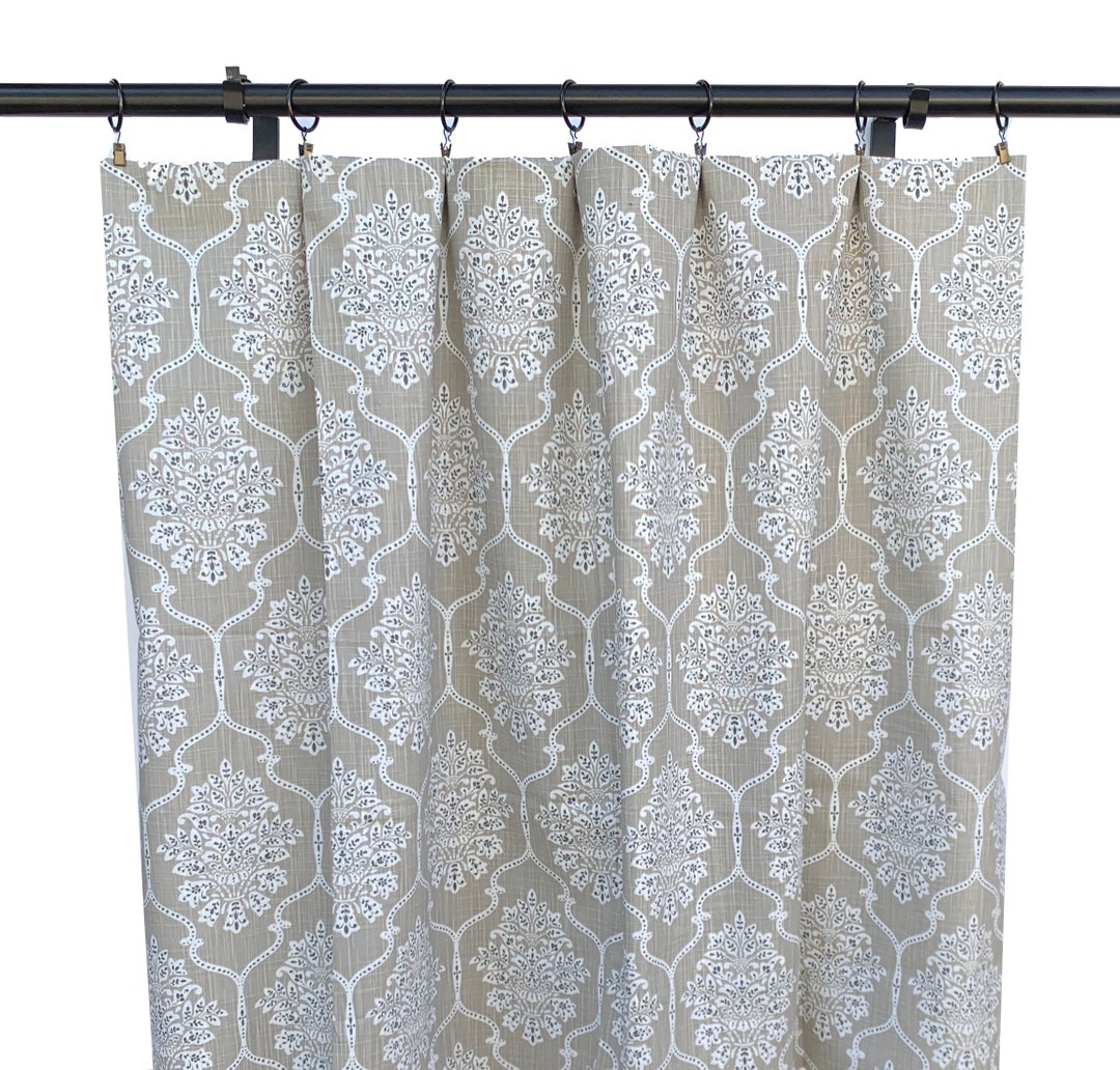 Tan Floral Curtains, Floral, Tan Curtain, 2 Curtain Panels, Curtains ...