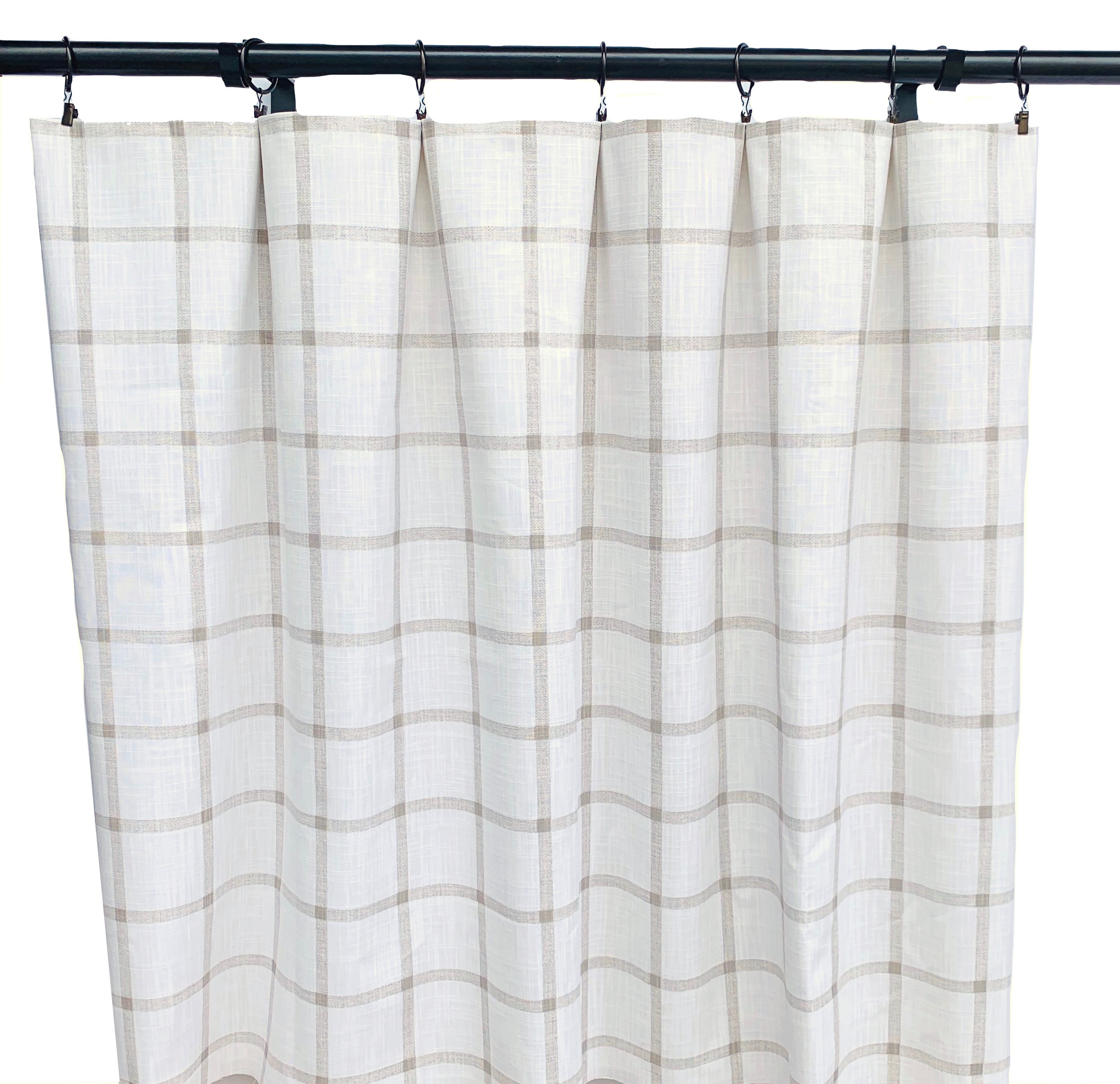 Tan and White Checkered Curtains Checkered Curtain 2 Curtain - Etsy