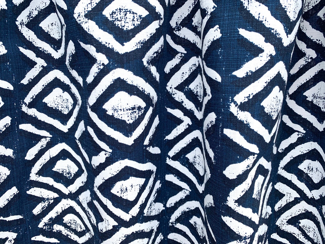 Set of Navy Curtains Navy Blue Curtain 2 Curtain Panels - Etsy