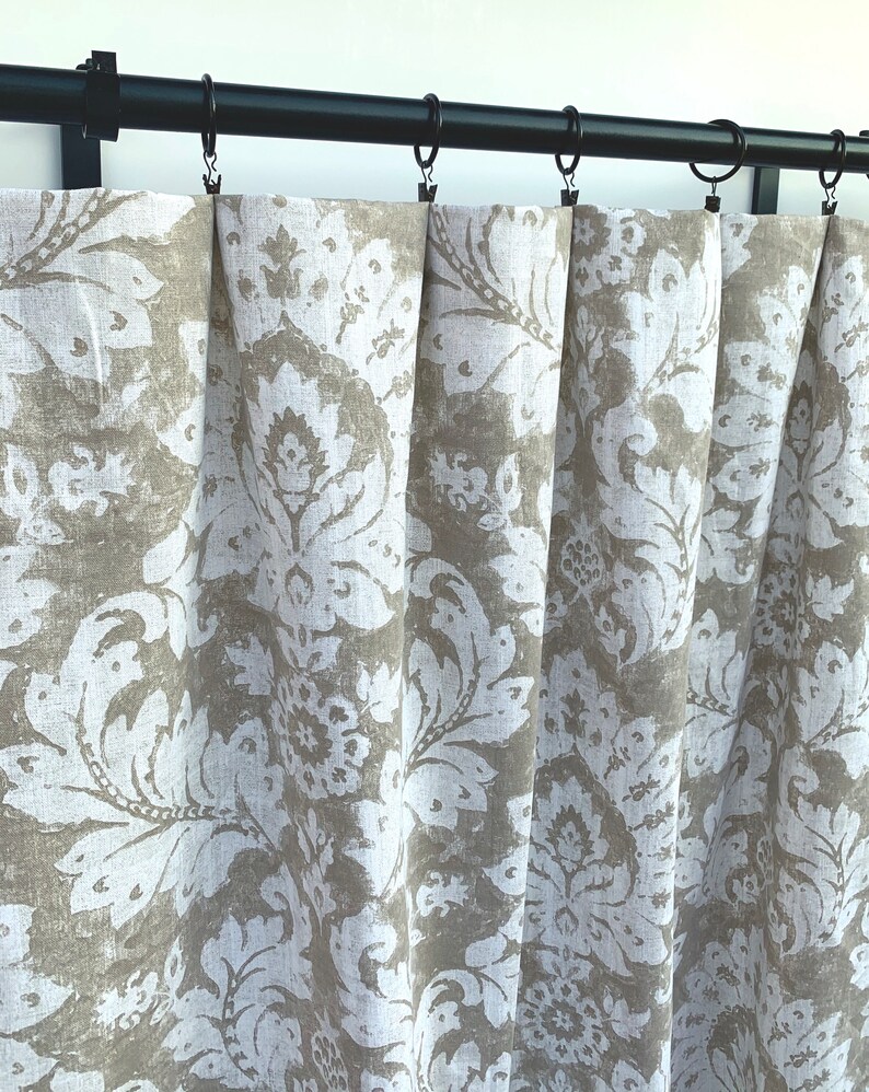 Cream Curtains Ecru Floral Curtains 2 Curtain Panels Taupe - Etsy