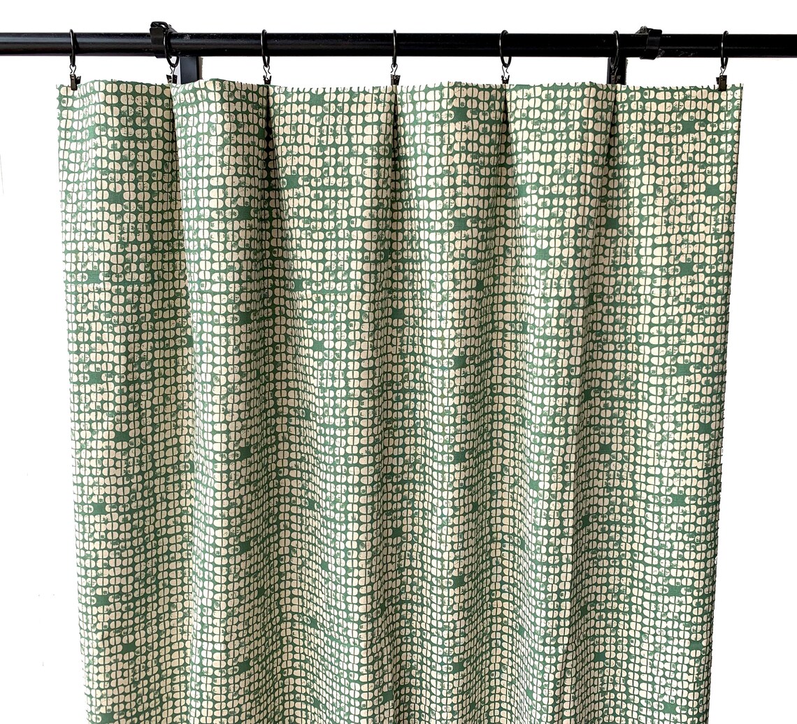 Scott Living Curtains Dark Green Dot Curtains 2 Curtain | Etsy