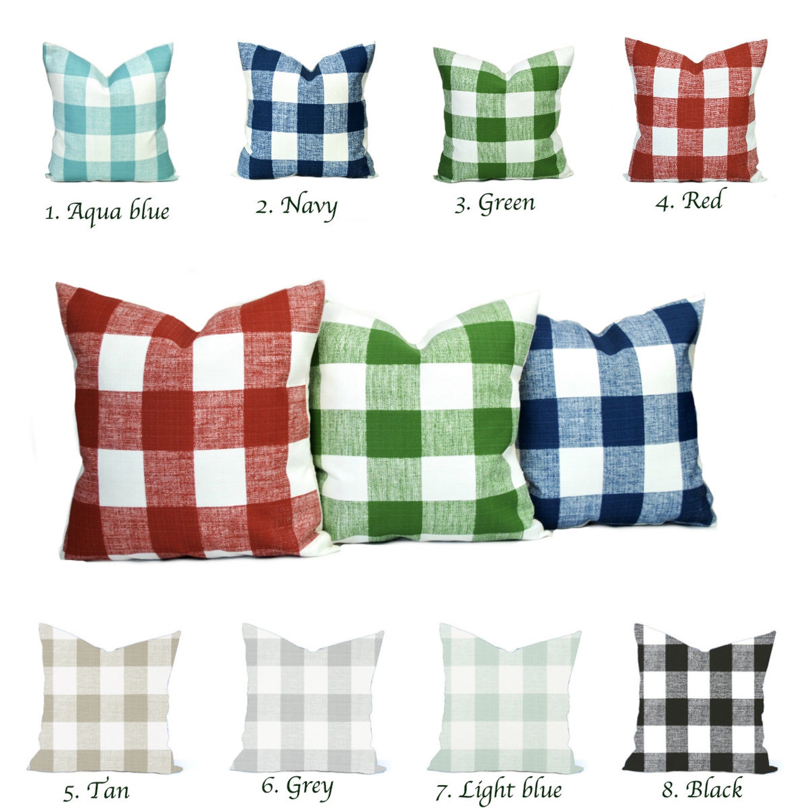 Checkered Outdoor Pillow Cover Decorative Throw Pillow Red | Etsy