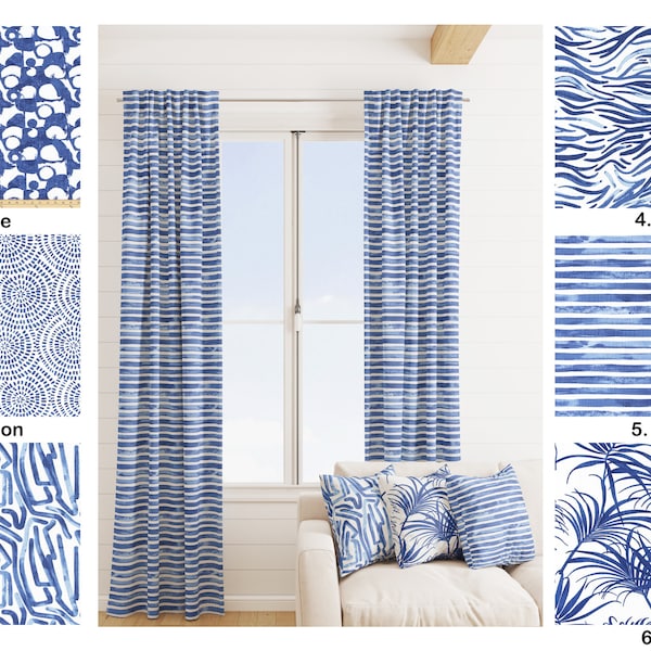 Blue Curtain Panels - Etsy