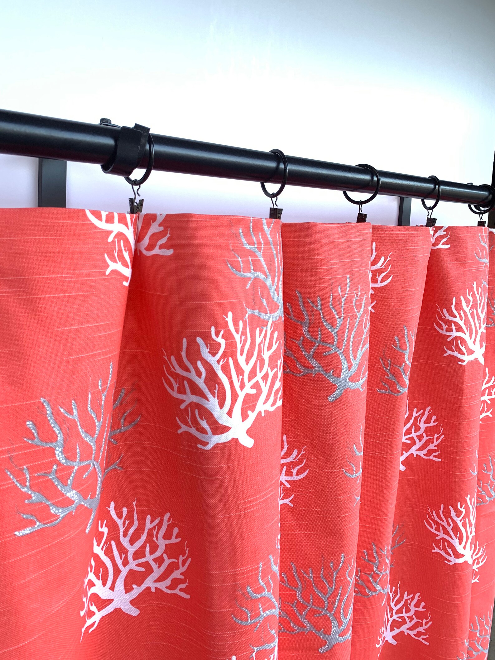 Coral Curtains Nautical Curtain 2 Curtain Panels Curtains | Etsy