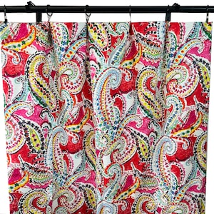 Waverly Fuchsia Red Paisley Curtain Panels, Raspberry Pink Red Paisley ...