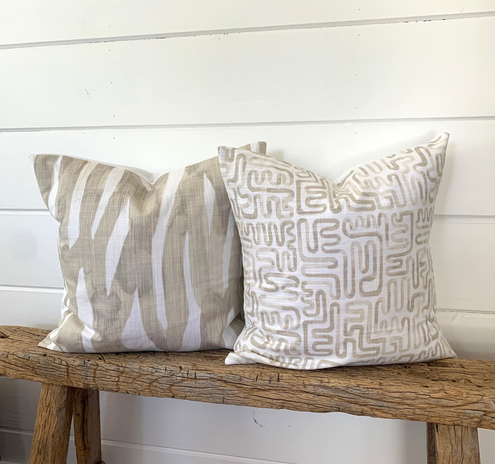 Angela Harris Designer Pillow Covers , Watercolor Ecru Beige Throw ...