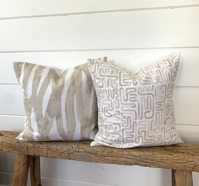 Angela Harris Designer Pillow Covers , Watercolor Ecru Beige Throw ...