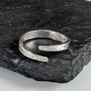 Recycled Sterling Silver Heat Fire Textured Open Ring - Etsy UK